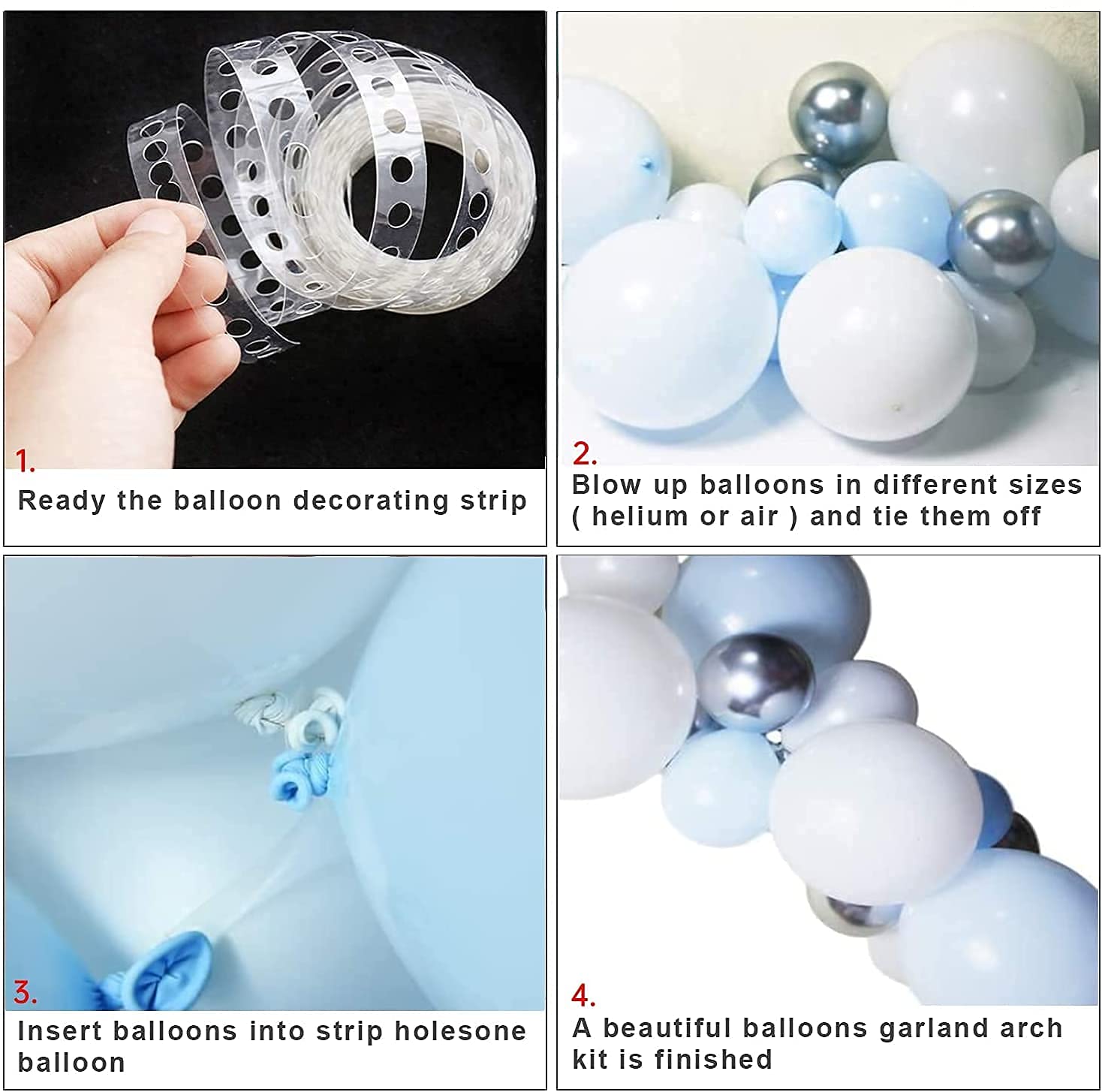 141 PCS Balloons Garland Set,Blue Silver Balloon Decorative Garland Kit Macaron Metal Balloon Arch for Bridal Shower Baby Shower Party Birthday Party Decoration(Blue)