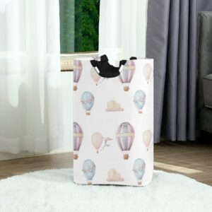 WELLDAY Laundry Hamper with Handle Watercolor Hot Air Balloon Laundry Baskets Foldable Dirty Clothes Basket Large Storage Laundry Organizer