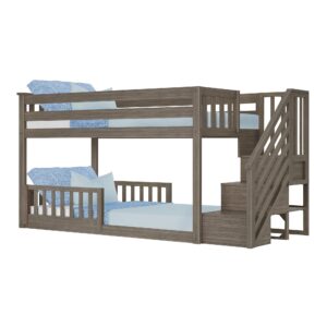 Max & Lily Low Bunk with Stairs and Two Guard Rails, Clay