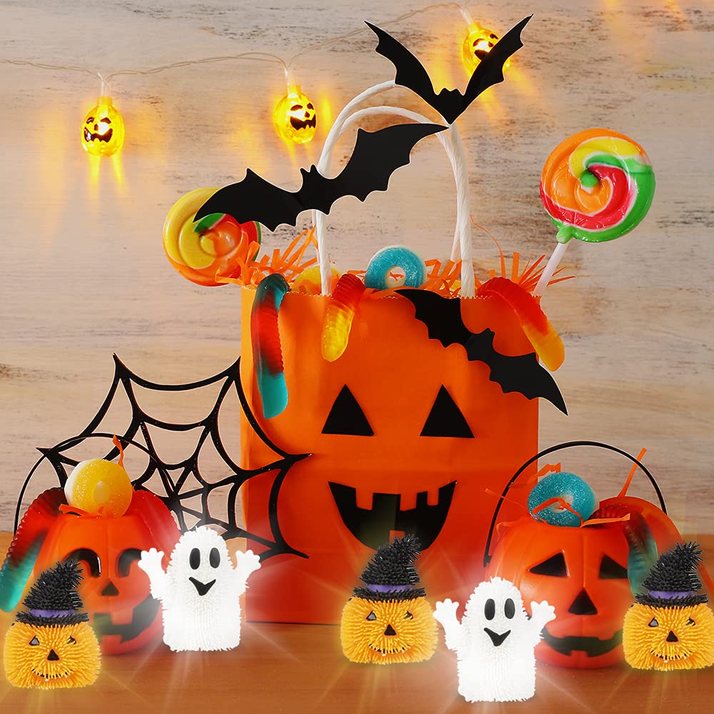 ArtCreativity Light Up Halloween Puffers, Set of 6, LED Fidget Toys for Kids and Adults, Includes Ghost and Pumpkin Halloween Toys, Non-Candy Halloween Treats and Party Favors for Themed Parties