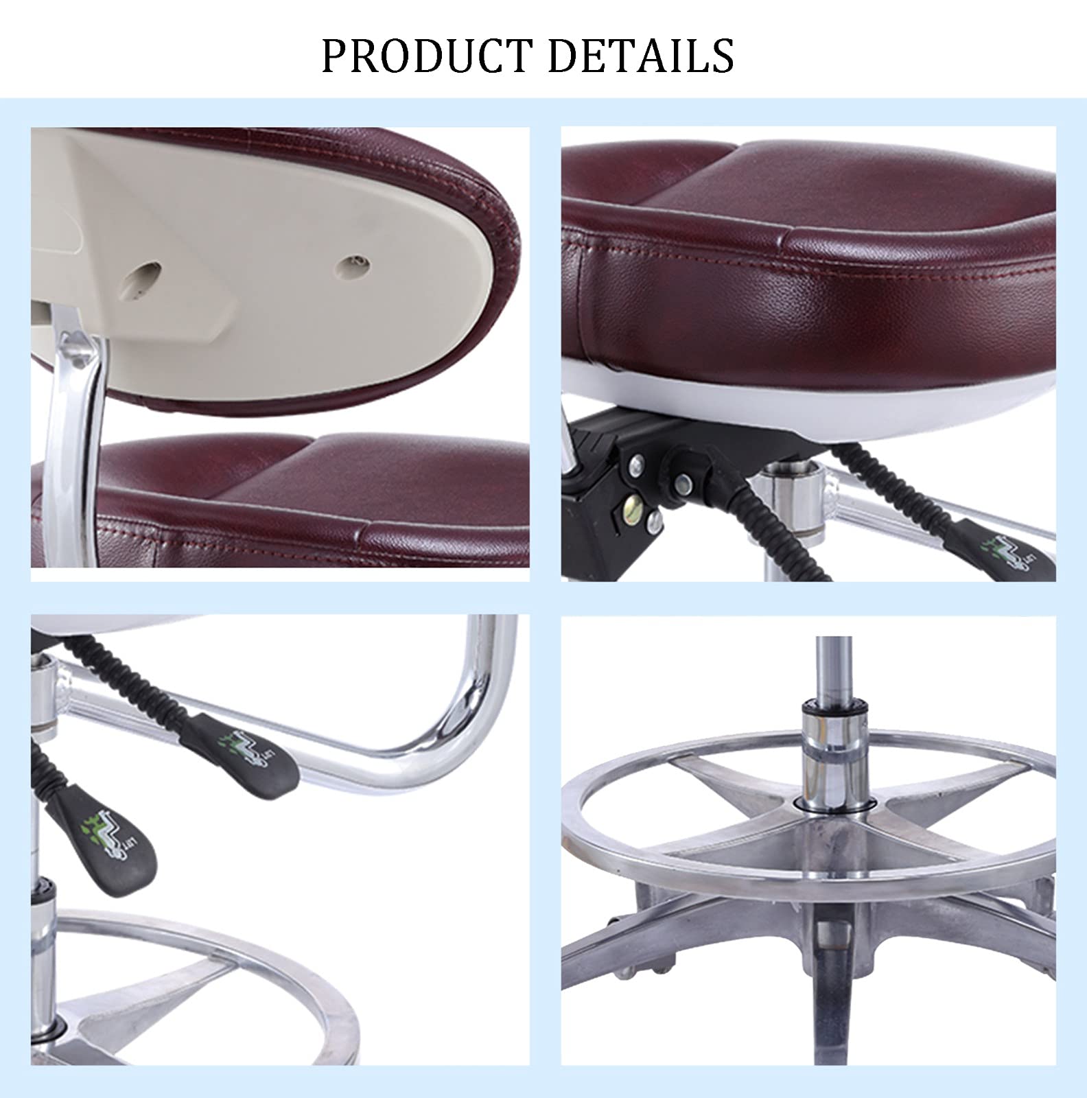 Luxury Dentist's Doctor's Deluxe Mobile Saddle Chair Medical PU Leather Assistant Doctor Stools