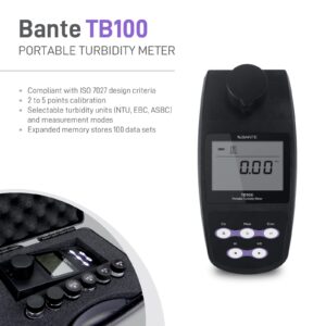 Bante TB100 Portable Turbidity Meter | Turbidimeter Kit | 2 to 5 Points Calibration, Selectable Turbidity Units - NTU/FNU/EBC/ASBC, 100 Sets of Data Storage, USB Interface