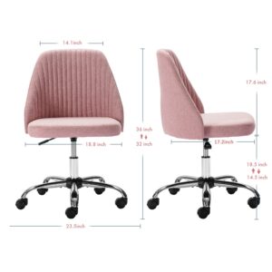 Home Office Chair, Mid-Back Armless Twill Fabric Adjustable Swivel Task Chair for Small Space, Living Room, Make-up, Studying