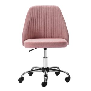 home office chair, mid-back armless twill fabric adjustable swivel task chair for small space, living room, make-up, studying