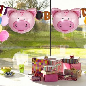 HORUIUS Pig Balloons Pink Pig Shaped Foil Mylar Balloon Farm Animals Balloons for Baby Shower Farm Animals Theme Birthday Party Supplies Decorations 5PCS