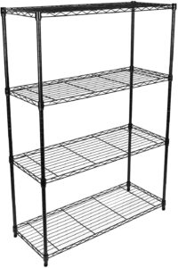 4-tier heavy duty storage shelving unit 1000lb capacity,black,35.83l x 13.98w x 55.91h inch,2 pack