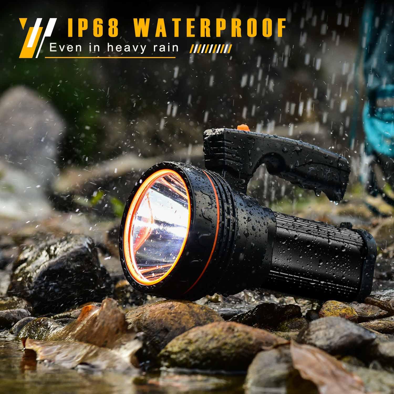 CSNDICE Rechargeable Flashlights High Lumens, 1000000LM Spotlight Flashlight, IP68 Waterproof, Power Bank,Rechargeable Spot Lights for Outdoor, Emergency, Hurricane