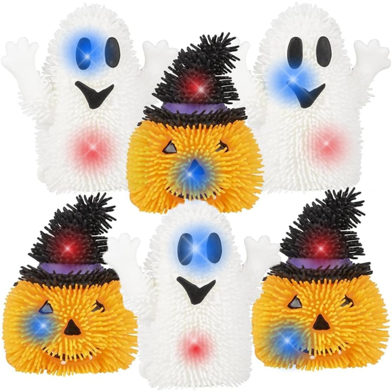 ArtCreativity Light Up Halloween Puffers, Set of 6, LED Fidget Toys for Kids and Adults, Includes Ghost and Pumpkin Halloween Toys, Non-Candy Halloween Treats and Party Favors for Themed Parties