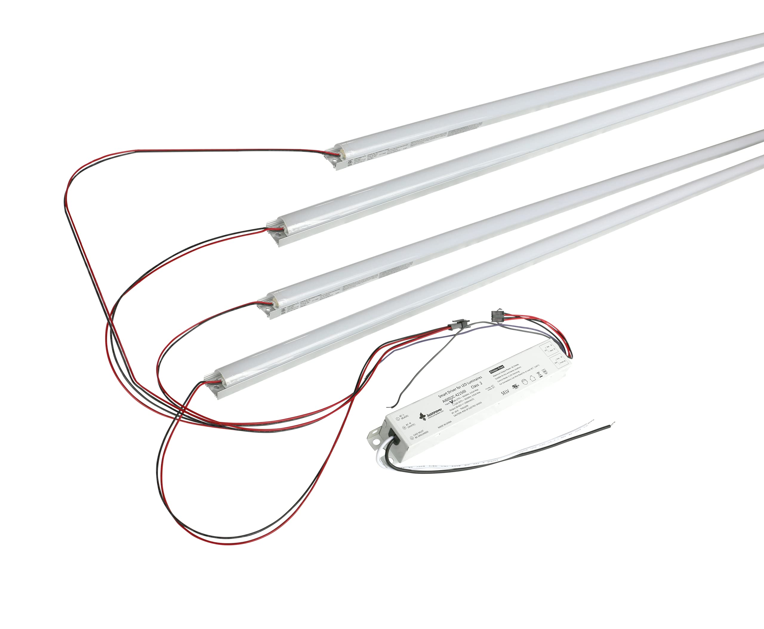 WareLight LED Magnetic Strip Retrofit Kit for Linear Ceiling Fixtures - 60 Watt, 5000K Lighting, 4 Foot, 4 Strips