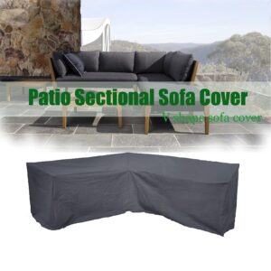 J&C Patio Sectional Sofa Covers, 420D Patio Furniture Covers for Sectional Heavy Duty, V Shaped Outdoor Furniture Cover Waterproof with Buckle Outdoor Sofa Cover Heavy Duty Grey 118x118 Inch