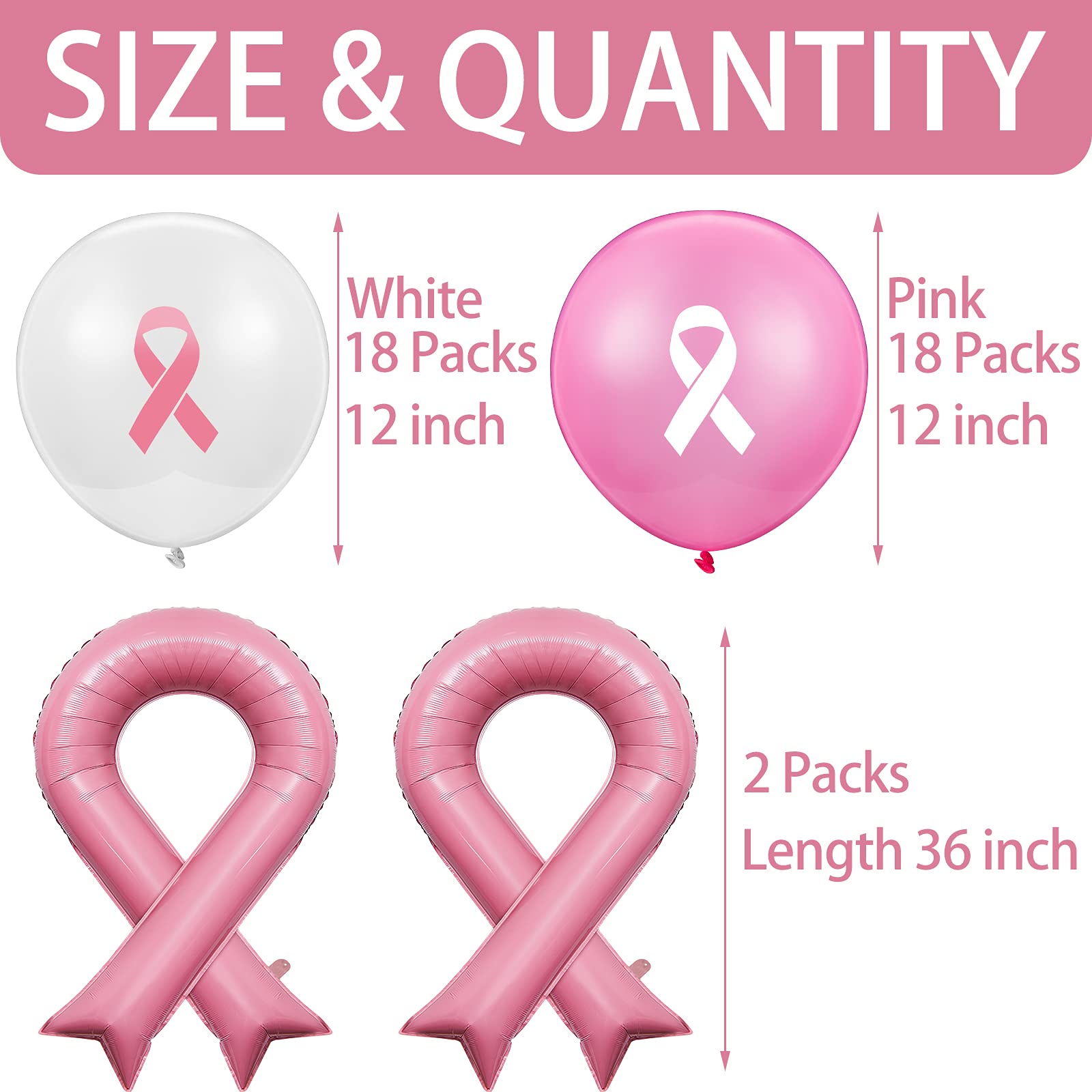 40 Pieces Breast Cancer Pink Ribbon Balloons Breast Cancer Awareness Balloons Pink Breast Cancer Balloon Pink Ribbon Balloon Pink Ribbon Latex Balloon for Breast Cancer Awareness Fundraisers