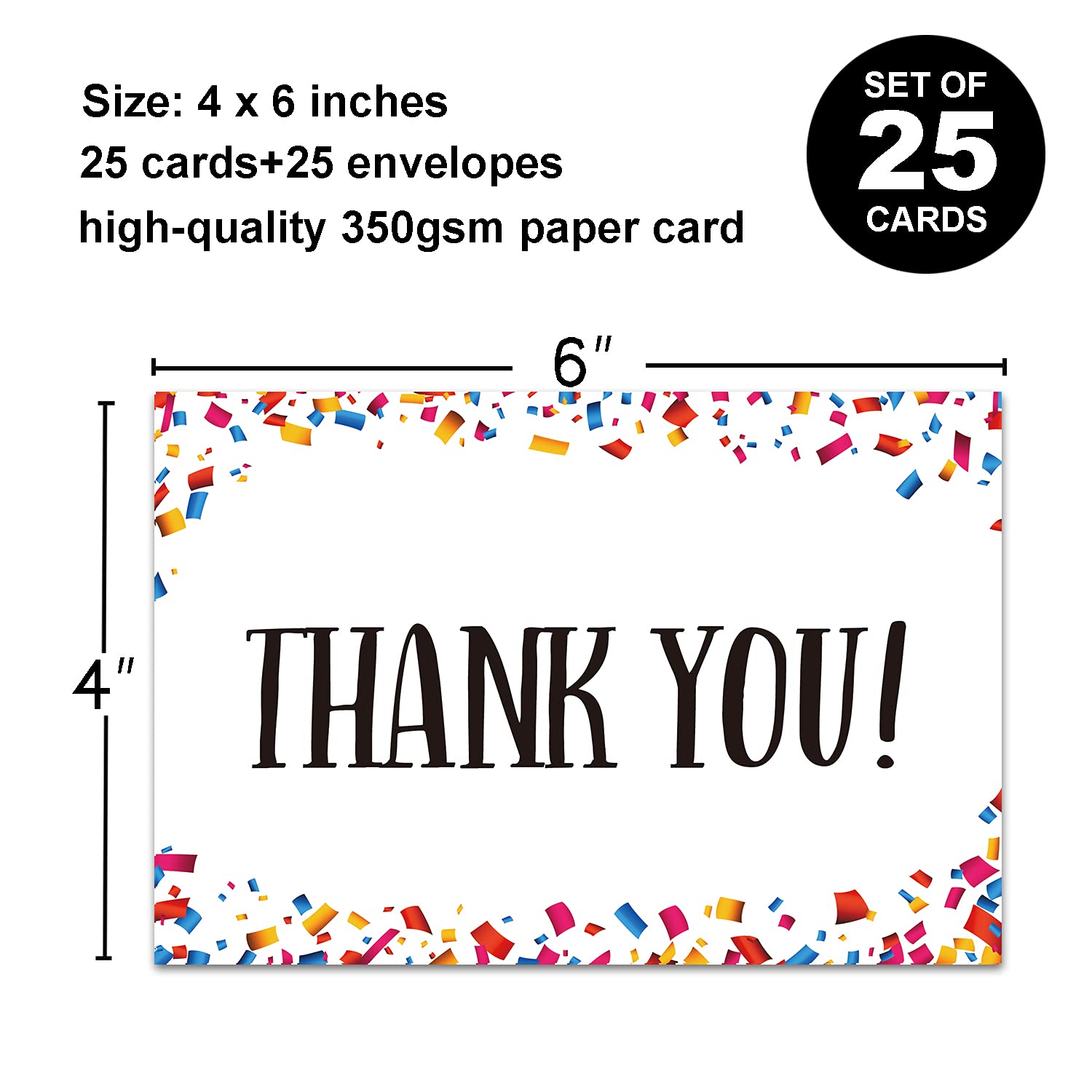 Kids Fill in The Blank Thank You Cards, 25 Thank You Cards Kids With White Envelopes, Fun Gender Neutral Thank You Notes For Birthday Party, Event or Holiday Use.