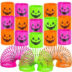 artcreativity jack-o-lantern coil springs, set of 48, plastic pumpkin coil springs in assorted colors, non-candy halloween treats, fun party favors, goodie bag fillers for kids