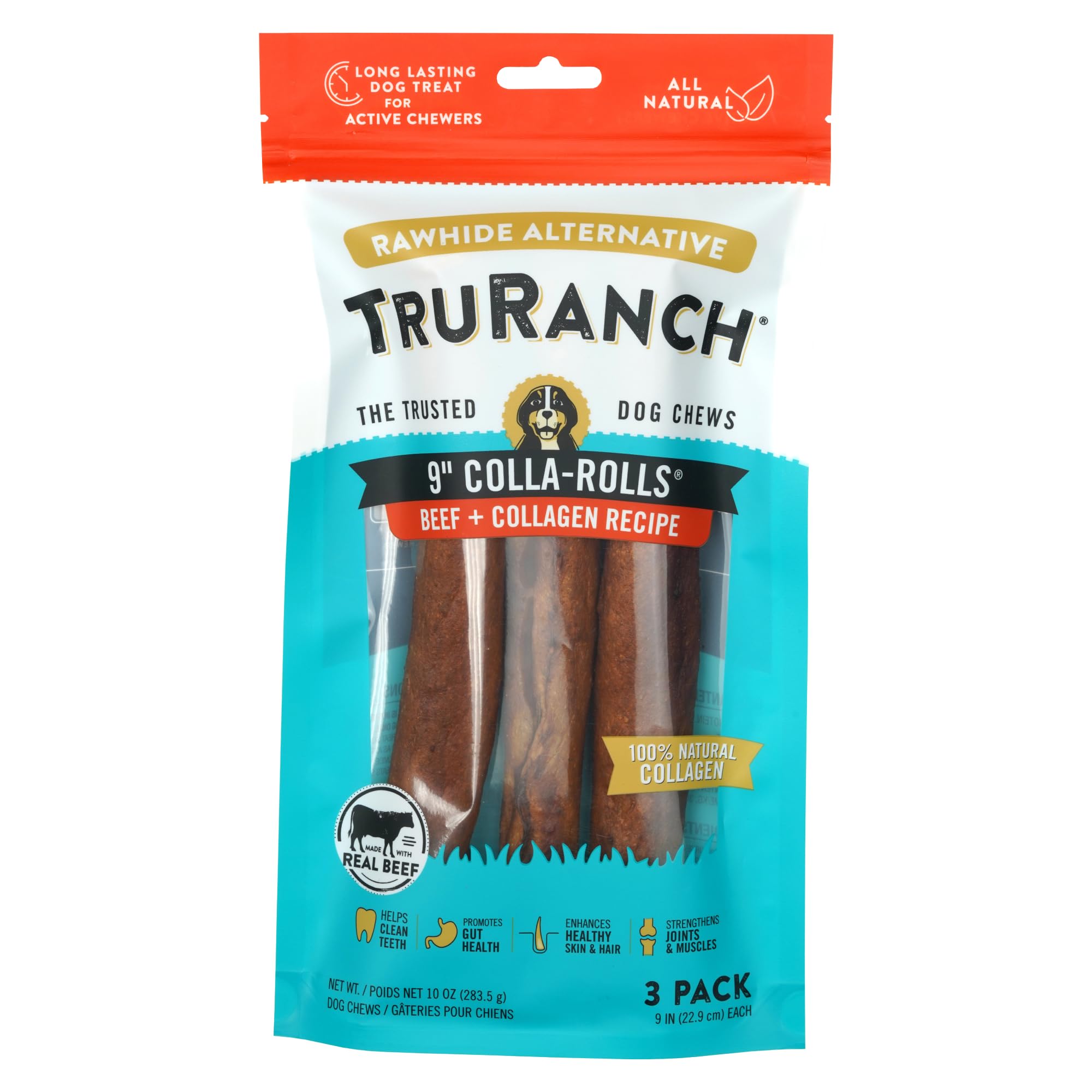 TRURANCH 9" Collagen Roll, Beef - 3 Pack