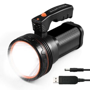 CSNDICE Rechargeable Flashlights High Lumens, 1000000LM Spotlight Flashlight, IP68 Waterproof, Power Bank,Rechargeable Spot Lights for Outdoor, Emergency, Hurricane