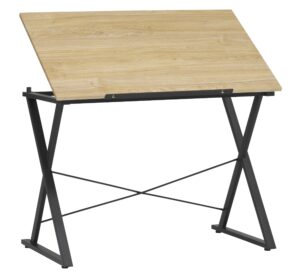 sd studio designs axiom ii drawing 42" wide adjustable top drafting table, graphite black/ashwood