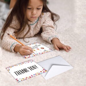 Kids Fill in The Blank Thank You Cards, 25 Thank You Cards Kids With White Envelopes, Fun Gender Neutral Thank You Notes For Birthday Party, Event or Holiday Use.