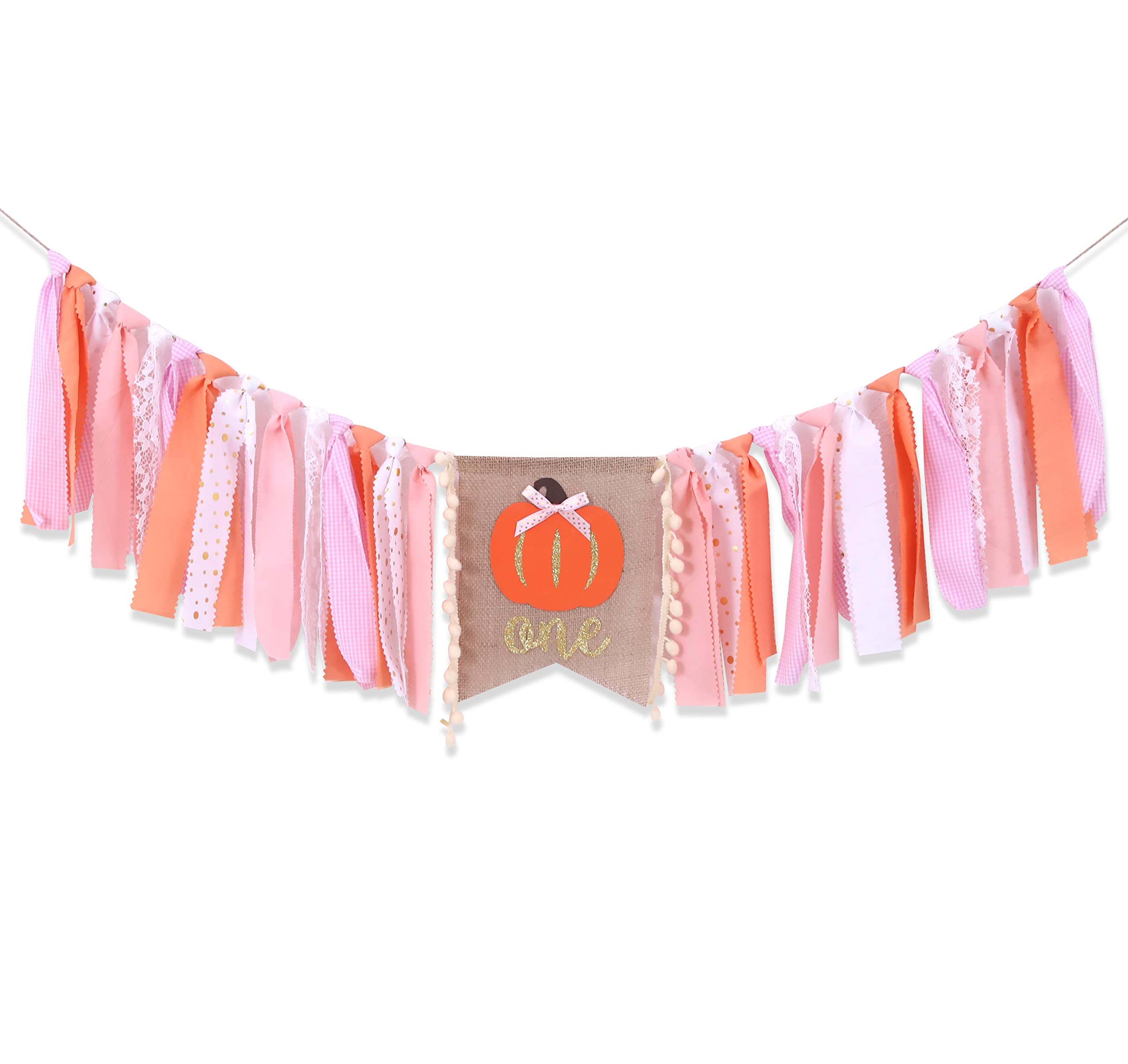 Pumpkin Highchair Banner for 1st Birthday - Little Pumpkin Banner, Pumpkin Birthday Party Decorations, Pink Orange First Birthday Banner, Baby Shower Decorations for Baby Girl