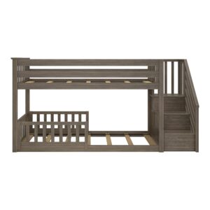 Max & Lily Low Bunk with Stairs and Two Guard Rails, Clay