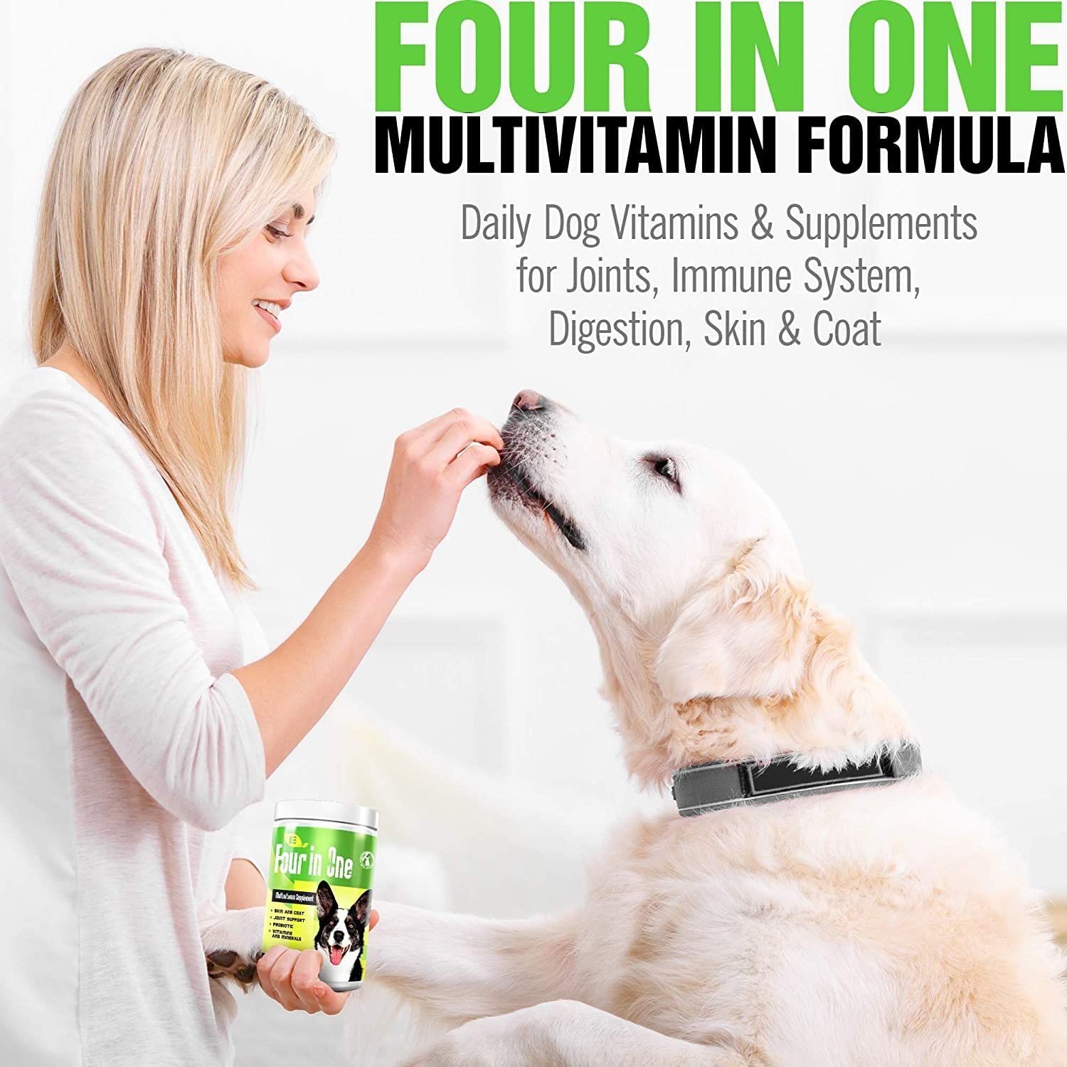 IE 4 in 1 Dog Multivitamins | Joint Support, Immune Health, Skin and Heart Health | Hip Joint Support, Skin Coat, Heart Health, Gut & Immune | 90 Soft Chews