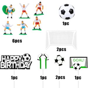 Soccer Ball Cake Topper Decorations For Theme Party, Football Player, Men, Boy, Birthday, Sport Supplies, 14 PCS