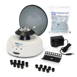 labinvo 8-place mini centrifuge set, 7000rpm benchtop centrifuge machine,2 interchangeable rotors,0.2ml×32 pcr strips &0.2ml×4 pcr 8 strips, with 500pcs of 2ml micro-centrifuge tubes, in-mps001