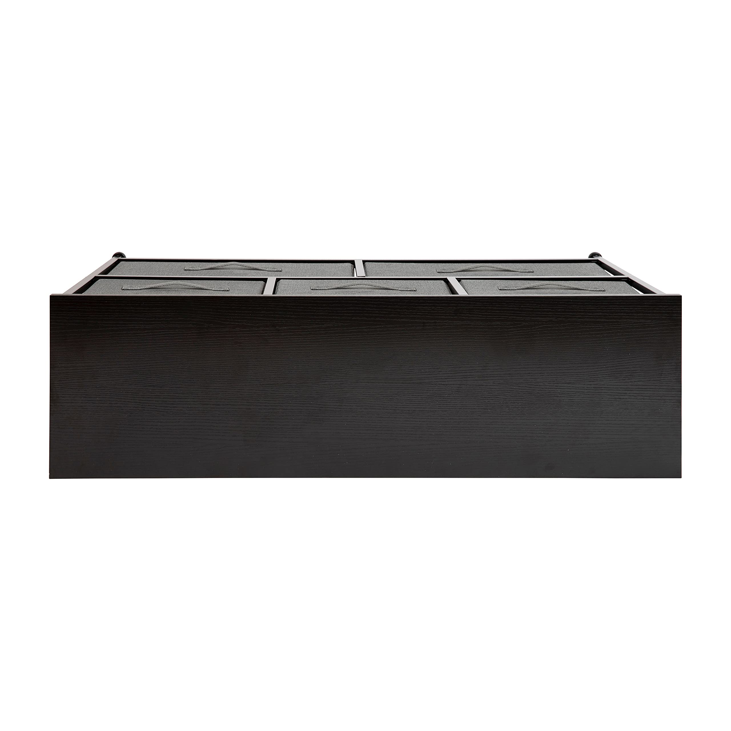 Flash Furniture 5 Drawer Storage Chest - Black Cast Iron Frame and Wood Top - 5 Easy Pull Dark Gray Fabric Drawers