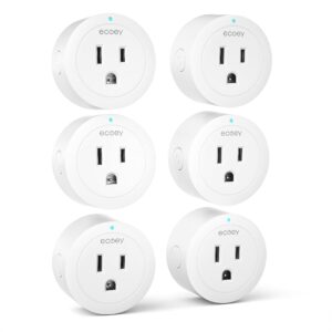 ecoey smart plug - smart home wi-fi outlet with timing and appointment function, smart plugs with voice control, familywell pro/tuya app, etl listed, gw2001, 6 packs