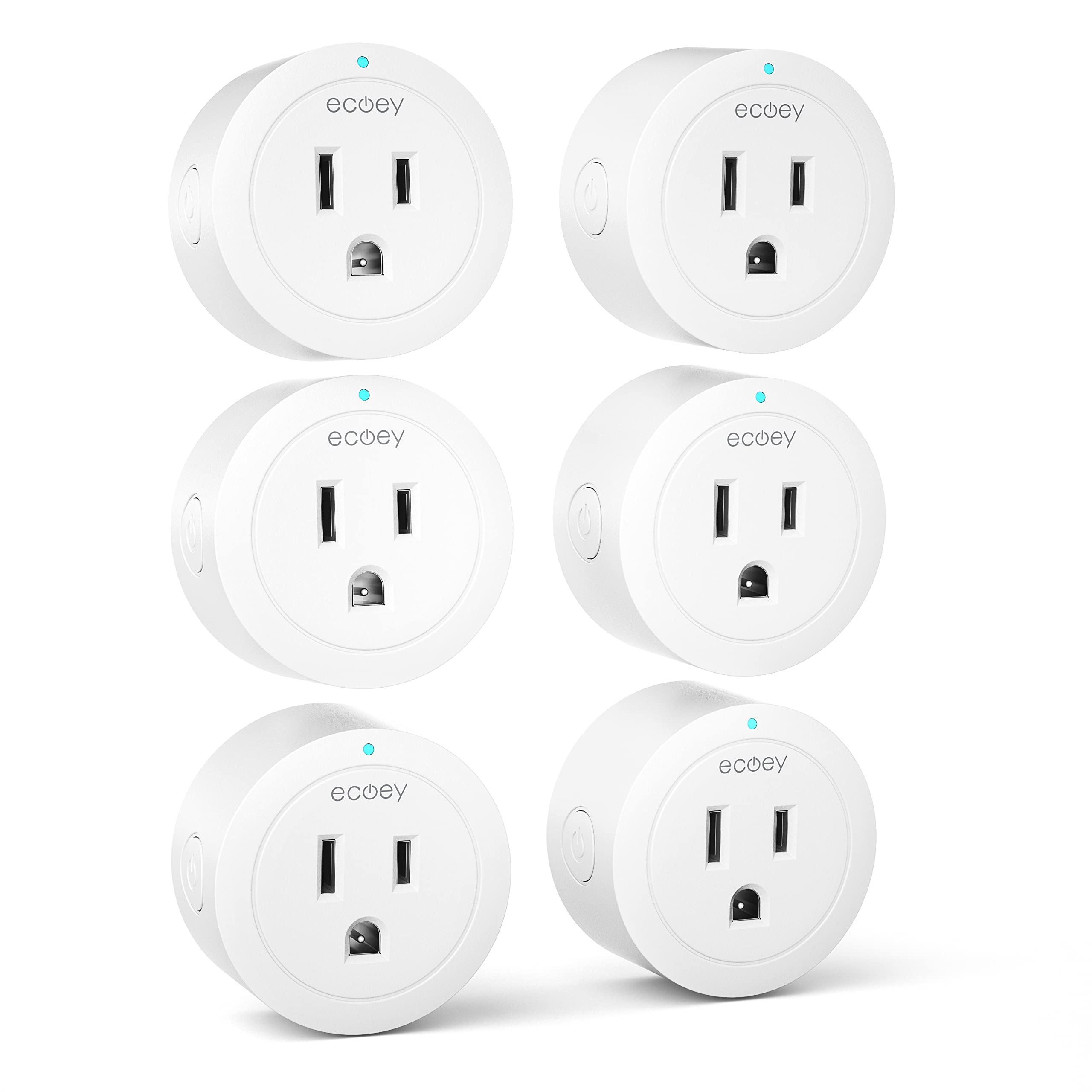 Ecoey Smart Plug - Smart Home Wi-Fi Outlet with Timing and Appointment Function, Smart Plugs with Voice Control, Familywell Pro/Tuya APP, ETL Listed, GW2001, 6 Packs