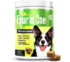 ie 4 in 1 dog multivitamins | joint support, immune health, skin and heart health | hip joint support, skin coat, heart health, gut & immune | 90 soft chews