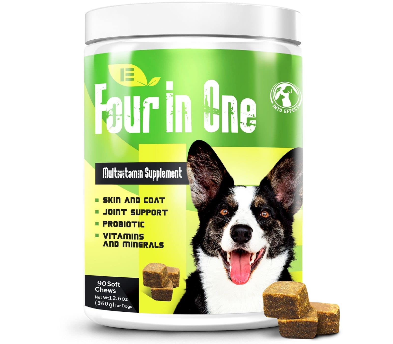 IE 4 in 1 Dog Multivitamins | Joint Support, Immune Health, Skin and Heart Health | Hip Joint Support, Skin Coat, Heart Health, Gut & Immune | 90 Soft Chews