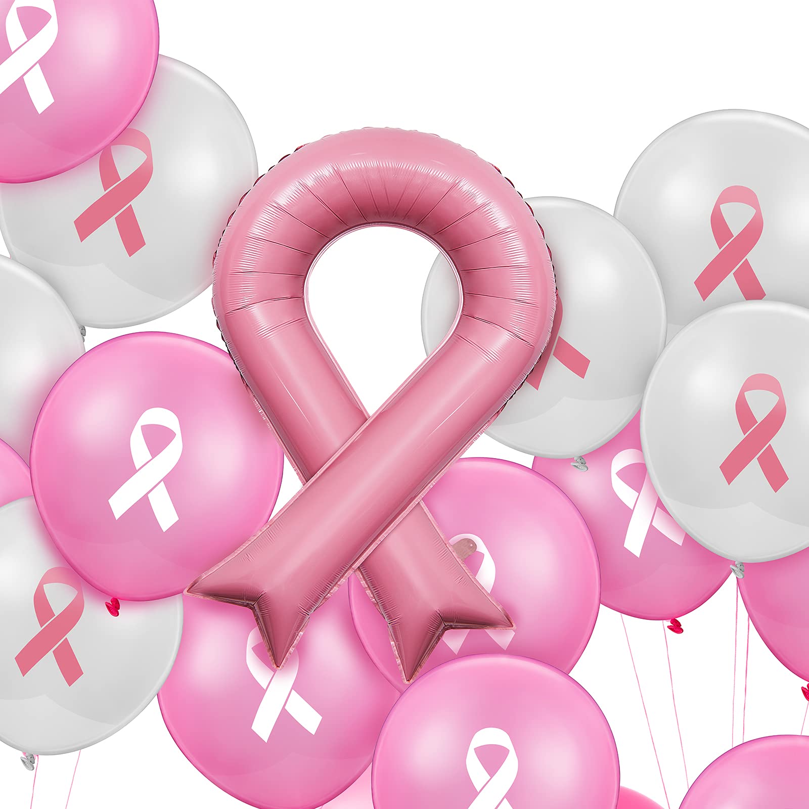 40 Pieces Breast Cancer Pink Ribbon Balloons Breast Cancer Awareness Balloons Pink Breast Cancer Balloon Pink Ribbon Balloon Pink Ribbon Latex Balloon for Breast Cancer Awareness Fundraisers