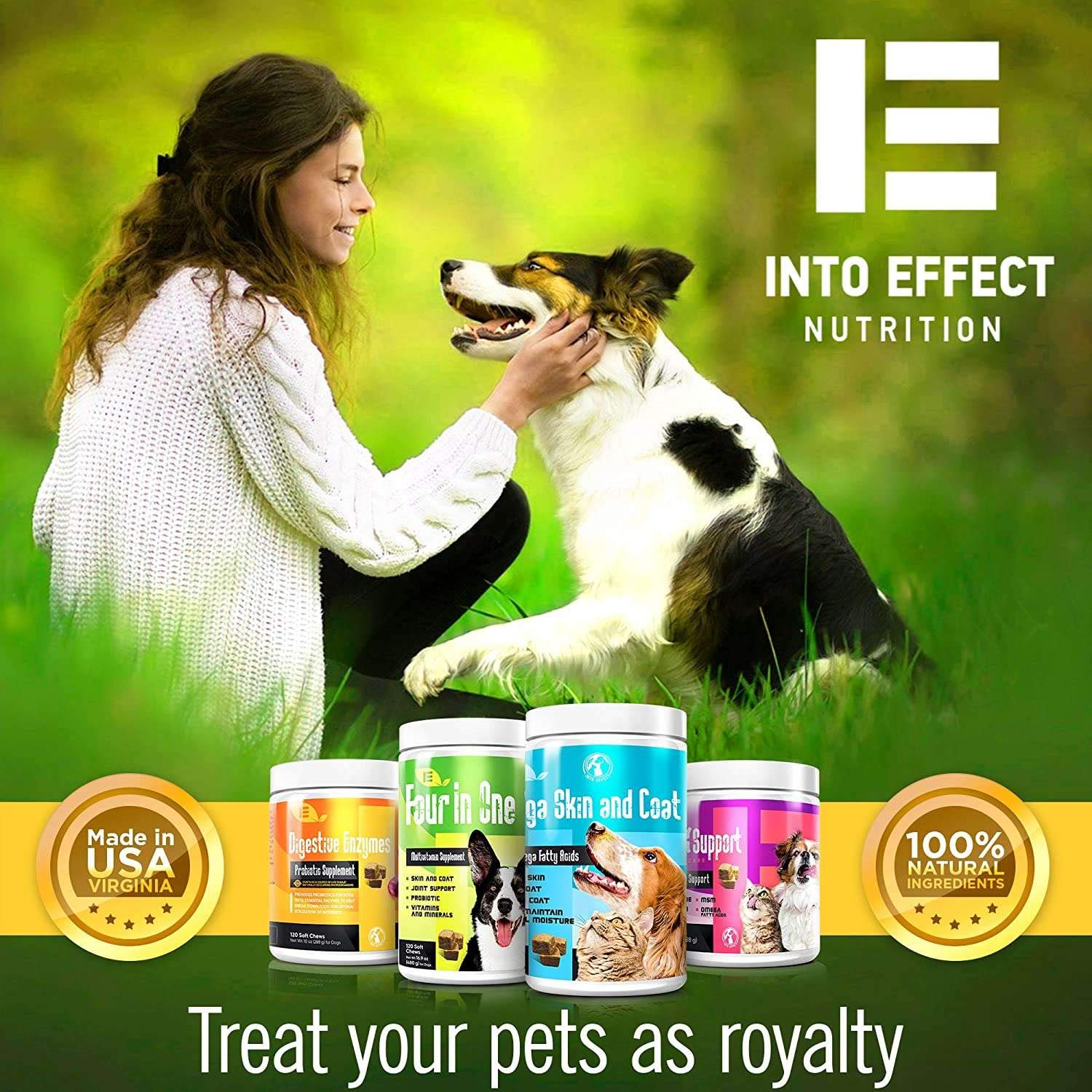 IE 4 in 1 Dog Multivitamins | Joint Support, Immune Health, Skin and Heart Health | Hip Joint Support, Skin Coat, Heart Health, Gut & Immune | 90 Soft Chews