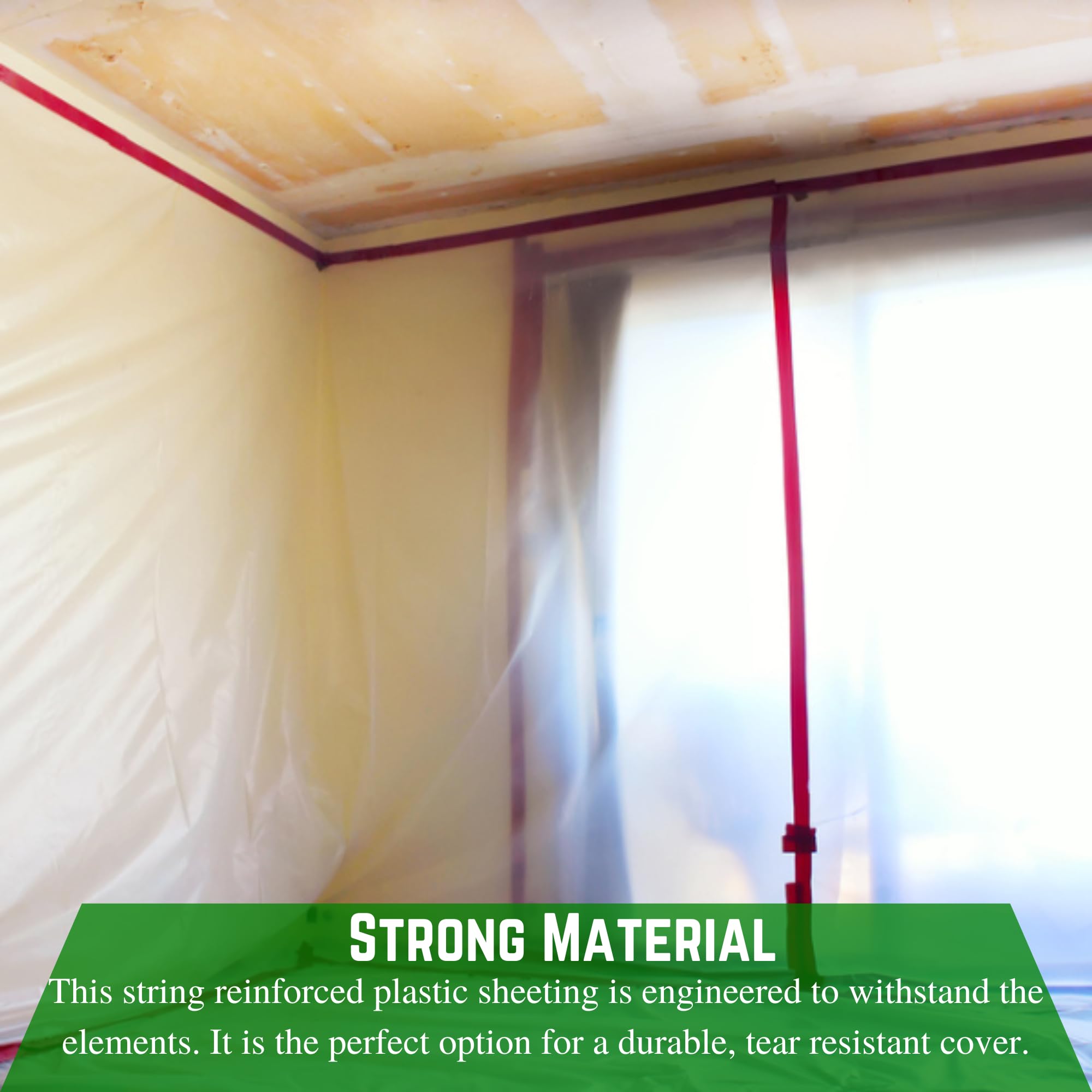 Farm Plastic Supply - Dura Skrim String Reinforced Clear Plastic Sheeting - 6 Mil - (20' x 100') - Reinforced Poly Film Tear Resistant, Weatherproof, Vapor Barrier Polyethylene Roll for Construction