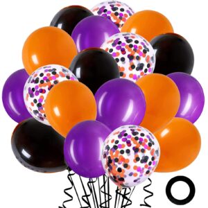 halloween latex balloons 70pack, 12inch black orange white confetti hocus pocus ballons for halloween birthday hocus pocus party decorations…