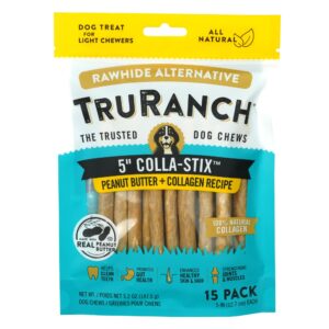 truranch 5" collagen sticks, peanut butter - 15 pack