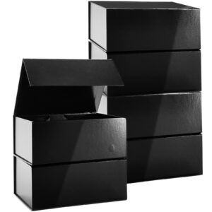 6 pack magnetic gift boxes with lids, 9.5 x 7 x 4 inches for birthday, wedding, groomsman and bridesmaid proposal box (gloss black)