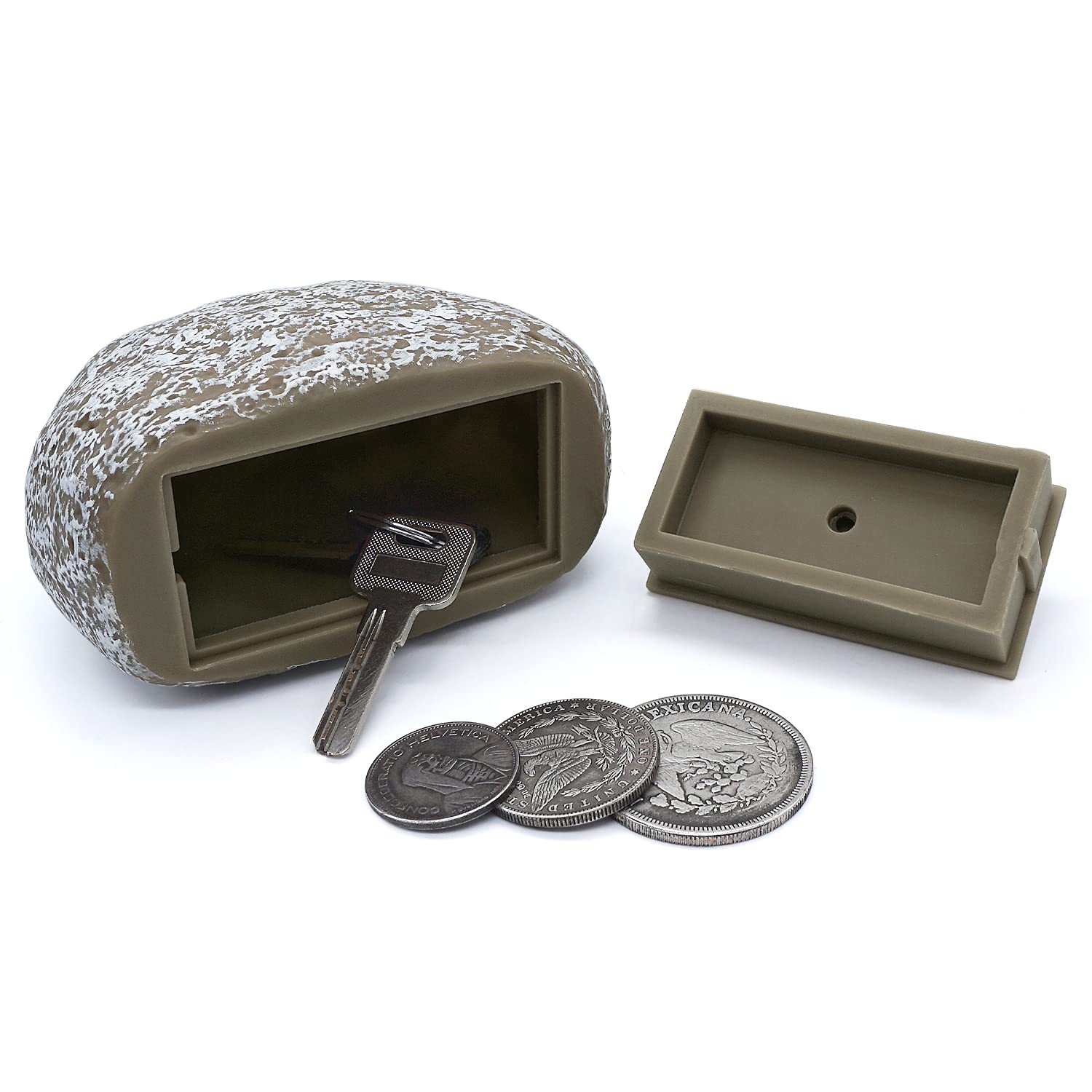 Spare Key Hider Fake Rock Garden Decoration Safe Holder For Outdoor Yard Large Size Design (3.9×2.9×5 inchs)