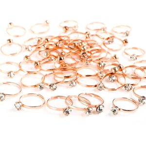 naler bridal shower rings 52 pack rose gold diamond engagement rings for wedding party favors table decorations cupcake toppers