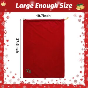 2 Pieces Christmas Santa Gift Bag Red Velvet Drawstring Bag Treat Bag for Xmas Party Favor Supplies Holiday Wrapping (Solid Style, 19.7 x 27.5 Inch)