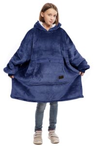 catalonia blanket hoodie for kids, oversized wearable sherpa sweatshirt pullover for 7-16 yr teens youth, kids gift idea