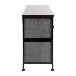 Flash Furniture 5 Drawer Storage Chest - Black Cast Iron Frame and Wood Top - 5 Easy Pull Dark Gray Fabric Drawers