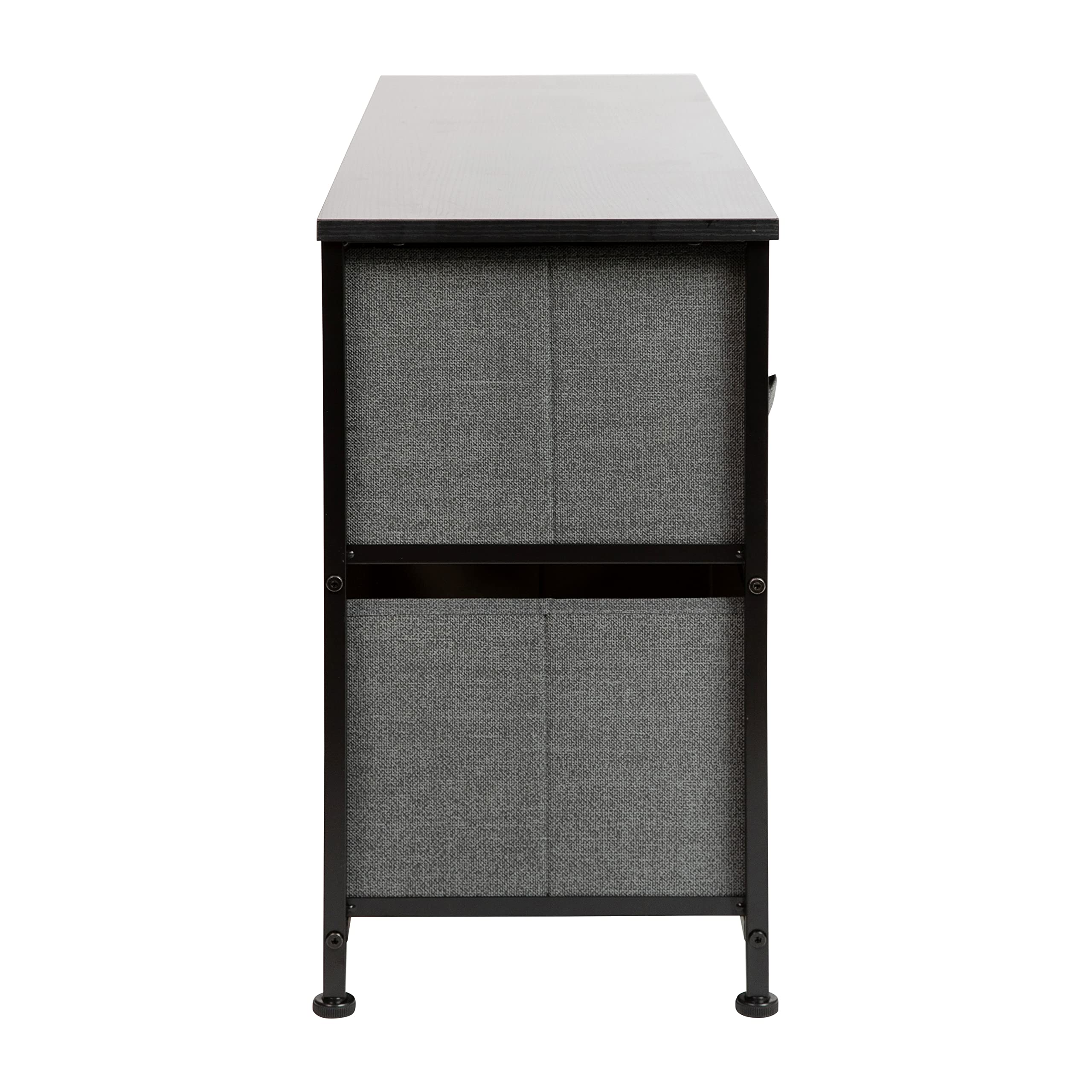 Flash Furniture 5 Drawer Storage Chest - Black Cast Iron Frame and Wood Top - 5 Easy Pull Dark Gray Fabric Drawers