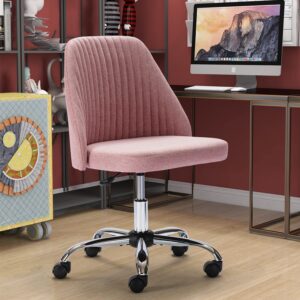 Home Office Chair, Mid-Back Armless Twill Fabric Adjustable Swivel Task Chair for Small Space, Living Room, Make-up, Studying