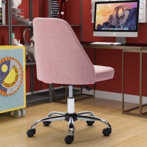 Home Office Chair, Mid-Back Armless Twill Fabric Adjustable Swivel Task Chair for Small Space, Living Room, Make-up, Studying