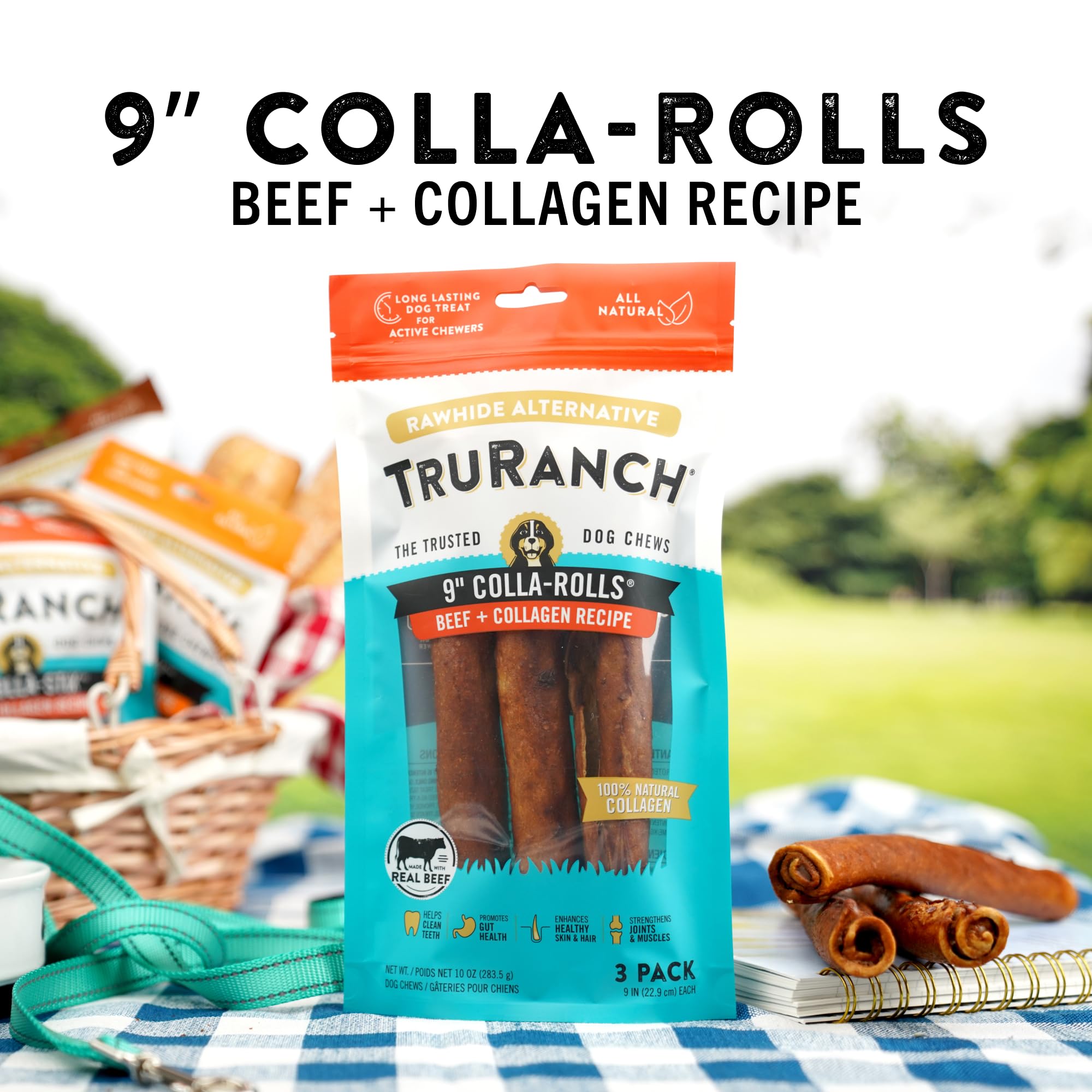 TRURANCH 9" Collagen Roll, Beef - 3 Pack