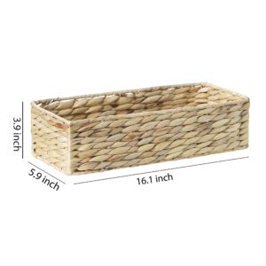 Motifeur Toilet Tank Top Storage - Bathroom Tray Hand-Woven Water Hyacinth Wicker Basket