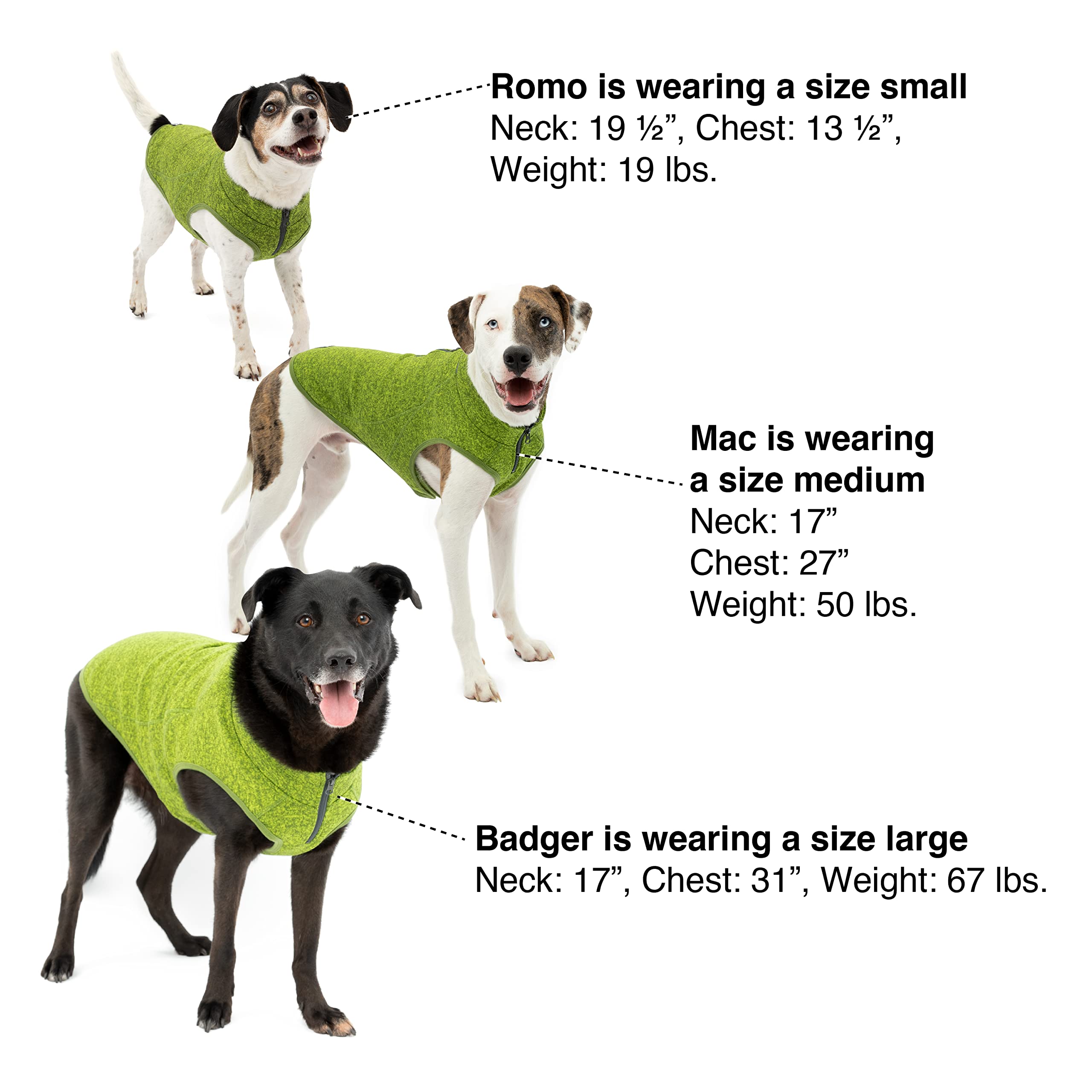 Kurgo Core Dog Sweater, Knit Dog Sweater with Fleece Lining, Cold Weather Pet Jacket, Zipper Opening for Harness, Adjustable Neck, Year-Round Sweater for Small Dogs (Heather Green, Small)