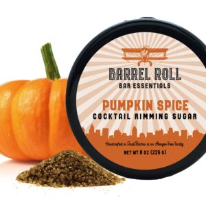 Barrel Roll Bar Essentials Fall Cocktail Rimmers - Finishing Sugar Garnish for Drinks, Glass Rimming Sugars - All Natural - Pumpkin Spice Sugar - 8 oz