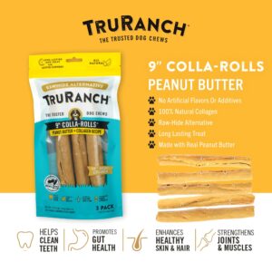 TRURANCH 9" Collagen Roll, Peanut Butter - 3 Pack